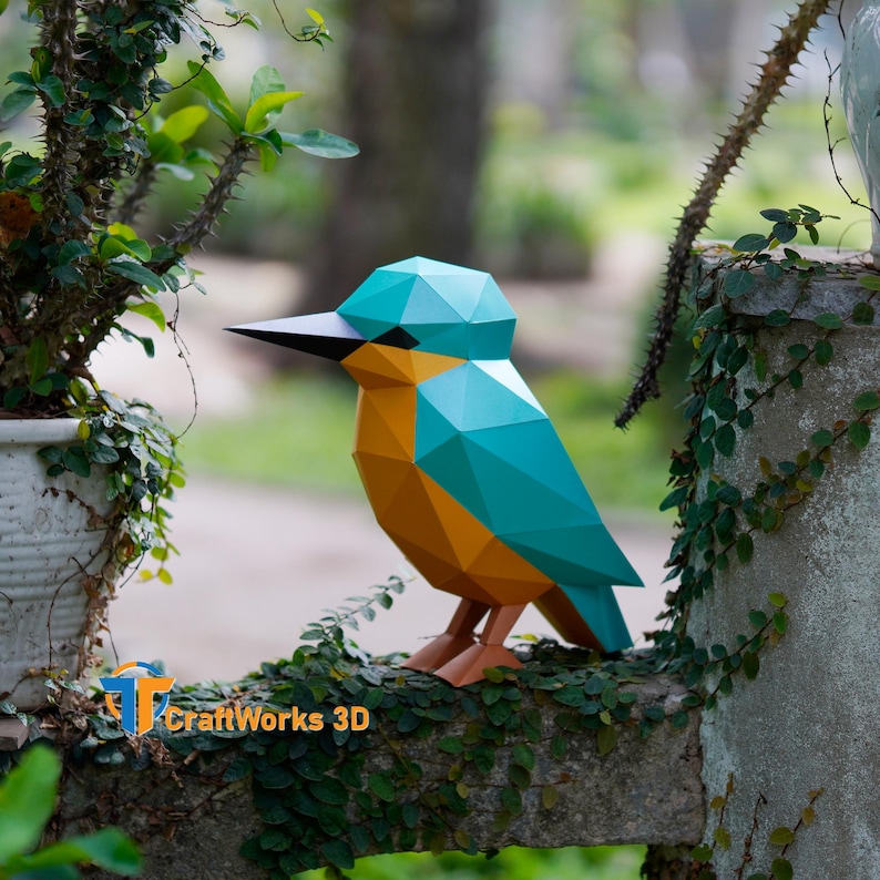 Kingfisher Bird 3D Papercraft SVG, Studio, PDF Digital Template ...