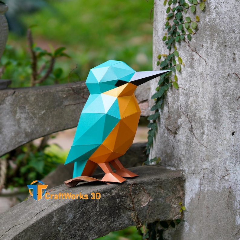 Kingfisher Bird 3D Papercraft SVG, Studio, PDF Digital Template ...