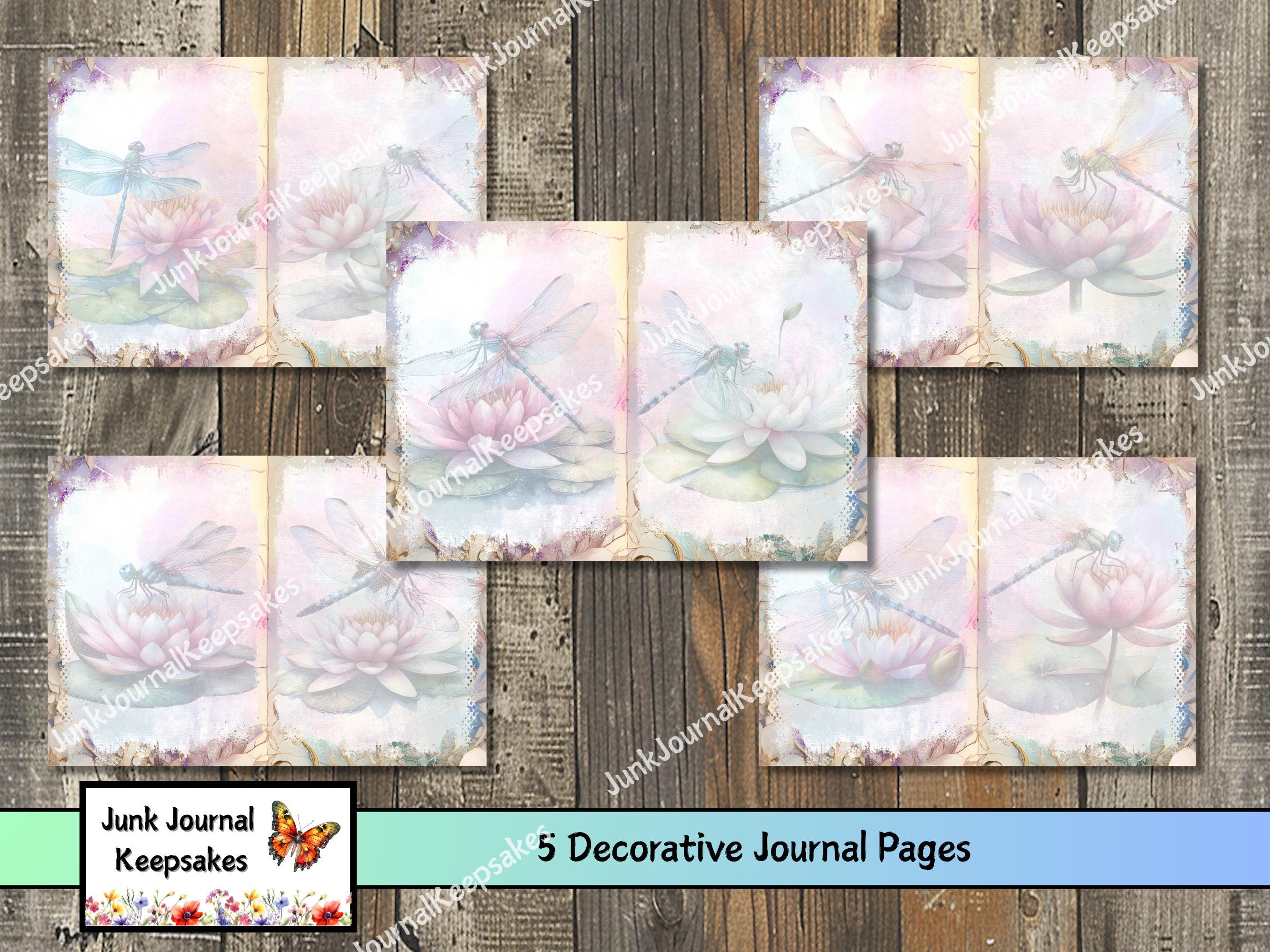 Dragonflies & Lilies, Papercraft, Digital Download, Scrapbooking, Junk ...