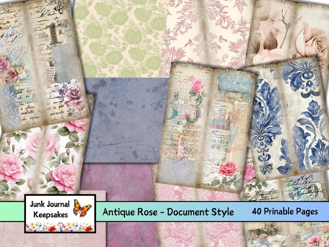 Antique Roses, Digital Download, Junk Journal, Scrapbooking, Roses ...
