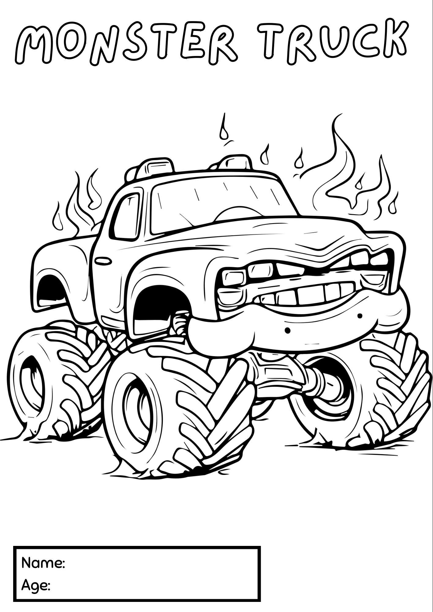 Monster Truck Coloring Colouring Book Pages Digital Download - Etsy