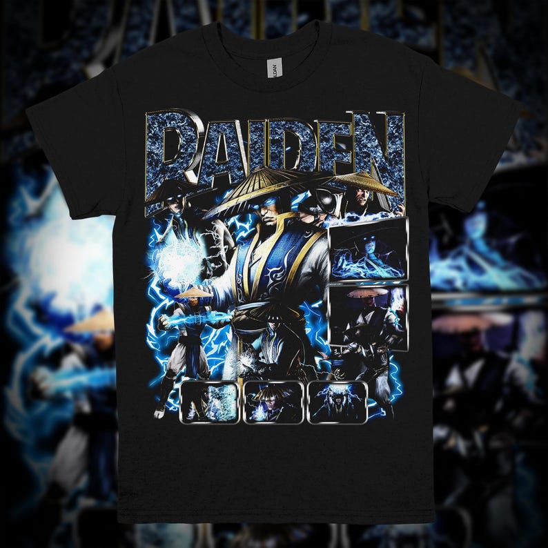 Raiden Streetwear Graphic Tee, Mortal Kombat Gaming Shirt, MK, Vintage ...