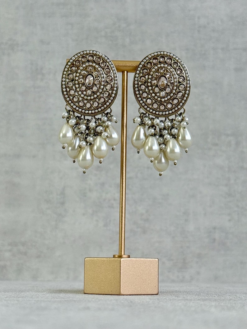 Ayura Designs Aynoor Bloom Circle Earrings – Antique Gold Finish With ...