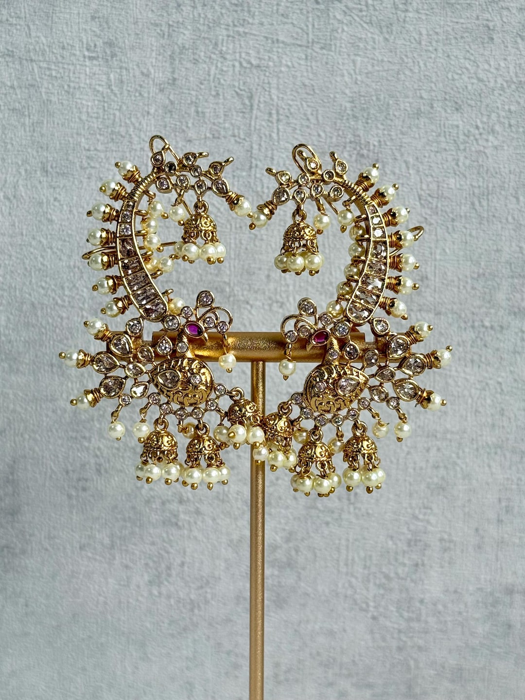 Ayura Designs Megha Half Ear Cuff Earrings – Gold Peacock Motif With ...