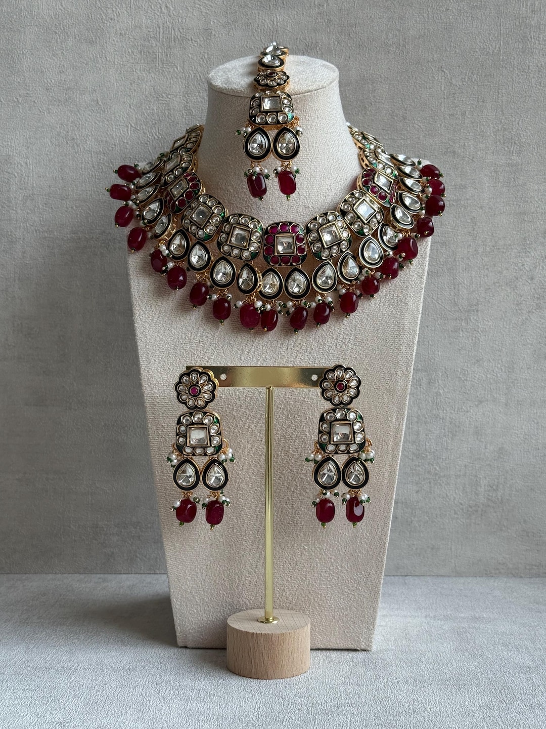 Ayura Designs Salma Kundan Ruby Red Jewelry Set - Indian Bridal ...