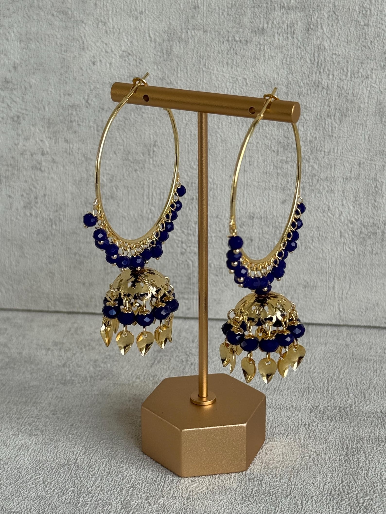Ayura Designs Pataka Balis – Midnight Blue Crystal Hoop Earrings With ...