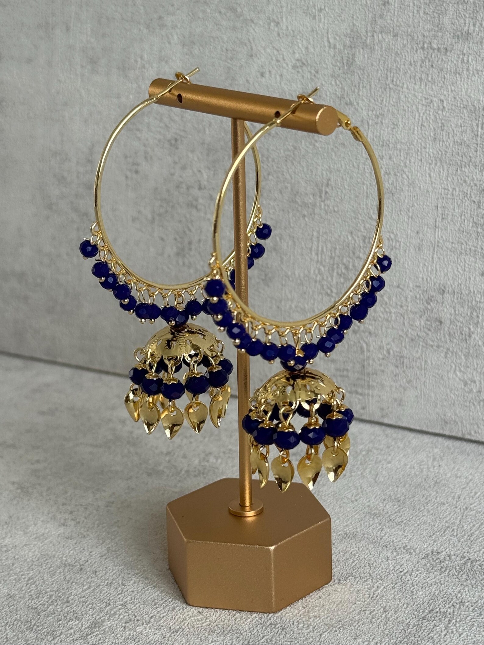 Ayura Designs Pataka Balis – Midnight Blue Crystal Hoop Earrings With ...