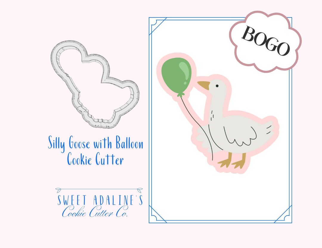 BOGO Silly Goose With Balloon Cookie Cutter – Animals With Balloons for ...