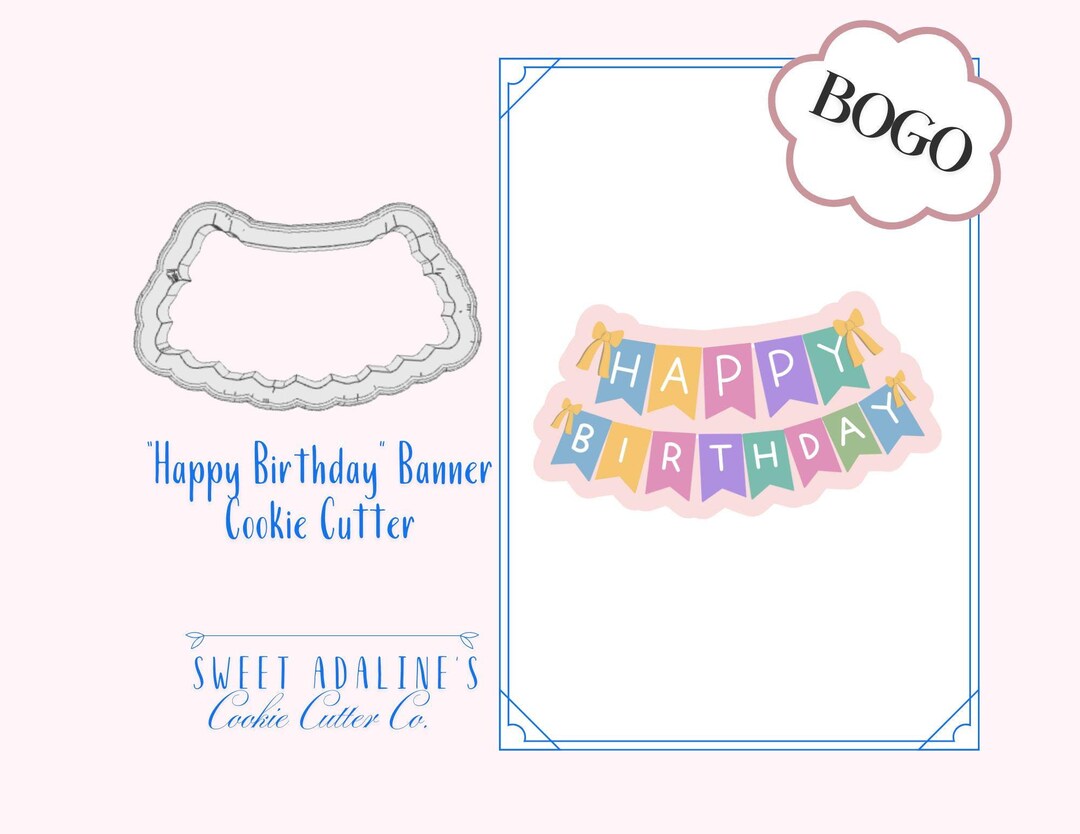 BOGO Happy Birthday Banner Cookie Cutter – Festive Party Decoration ...