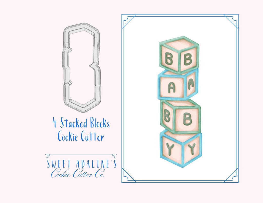 BOGO Stacked Blocks Cookie Cutter – Baby Shower Building Blocks Design ...
