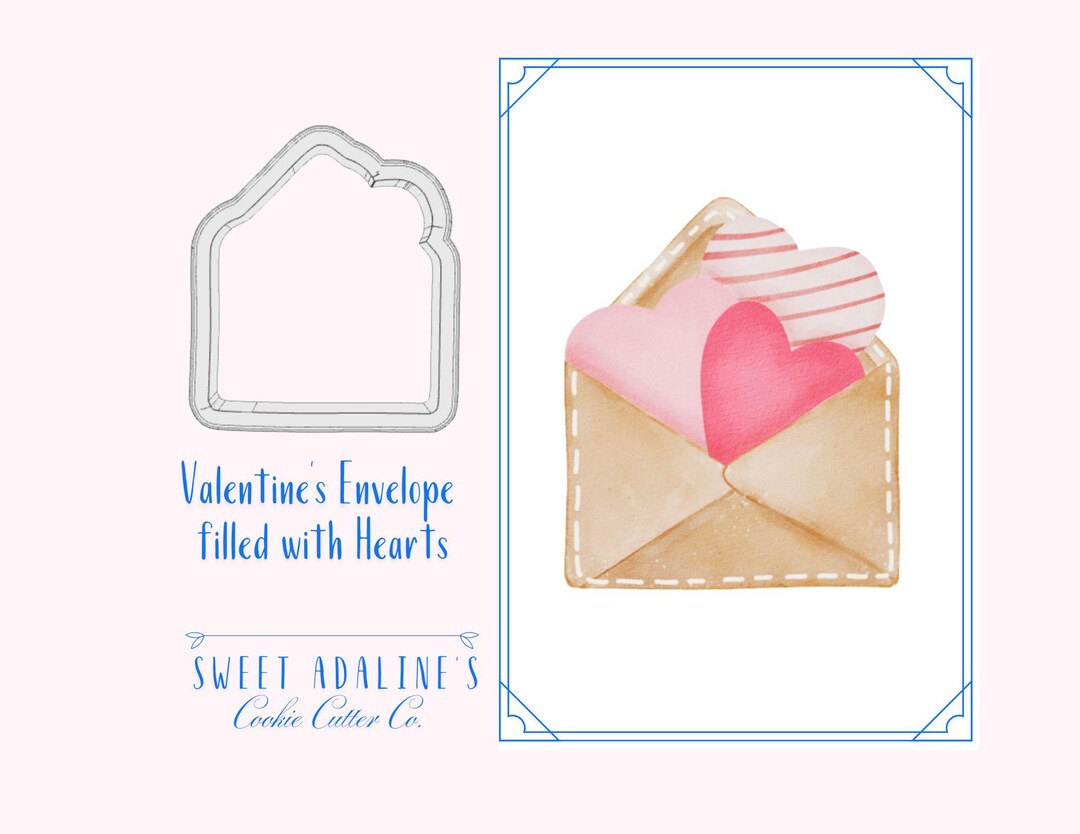 Envelope With Hearts Cookie Cutter, Valentine's Day Baking Tool, 3 Size ...