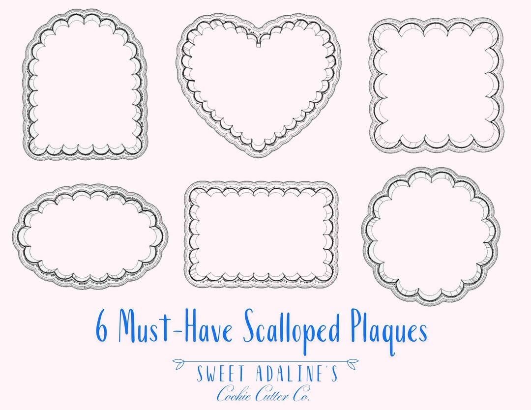 3D Printed Scalloped Cookie Cutters: Plaque & Label Shapes - Etsy