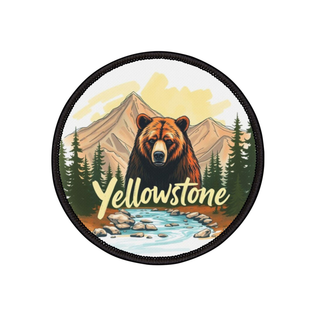 Yellowstone Iron-on Patches - Hiking Bear Lover, Fun Gifts for Hikers ...