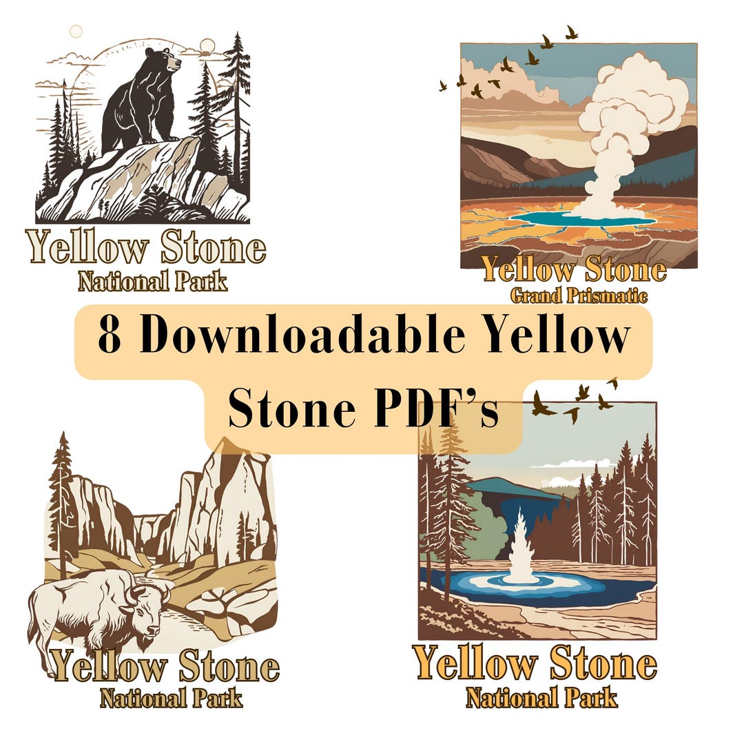 Yellowstone National Park 6 PNG Pack | Printable Wall Art | Instant ...