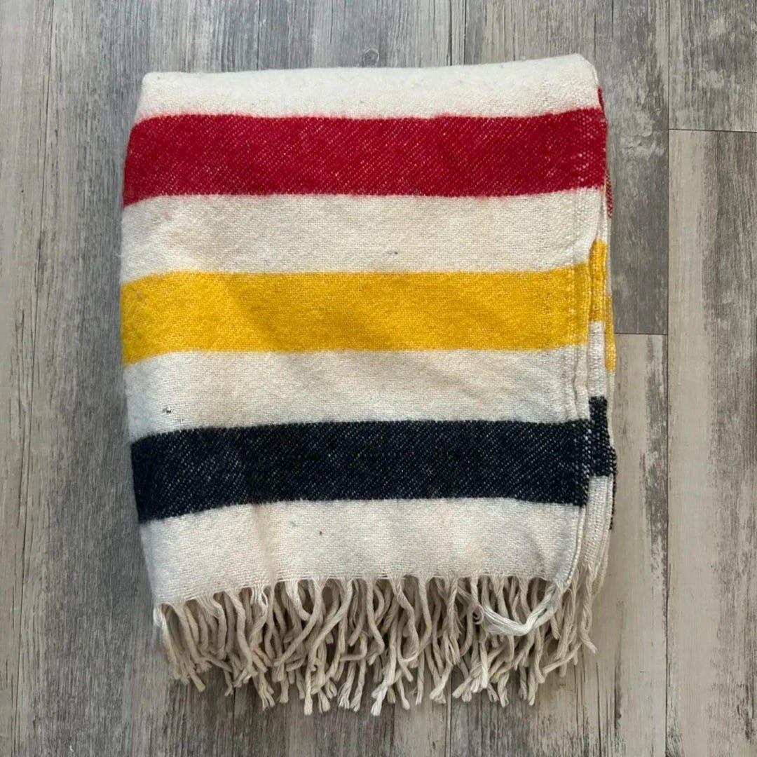 Vintage Hudson Bay Style Fringe Striped Western Blanket Pendleton - Etsy