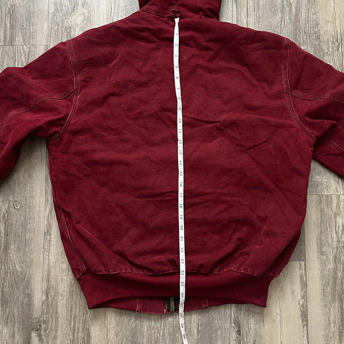 Vintage Carhartt J130 CRI Crimson Red Hooded Workwear Jacket Size ...