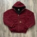 Vintage Carhartt J130 CRI Crimson Red Hooded Workwear Jacket Size ...