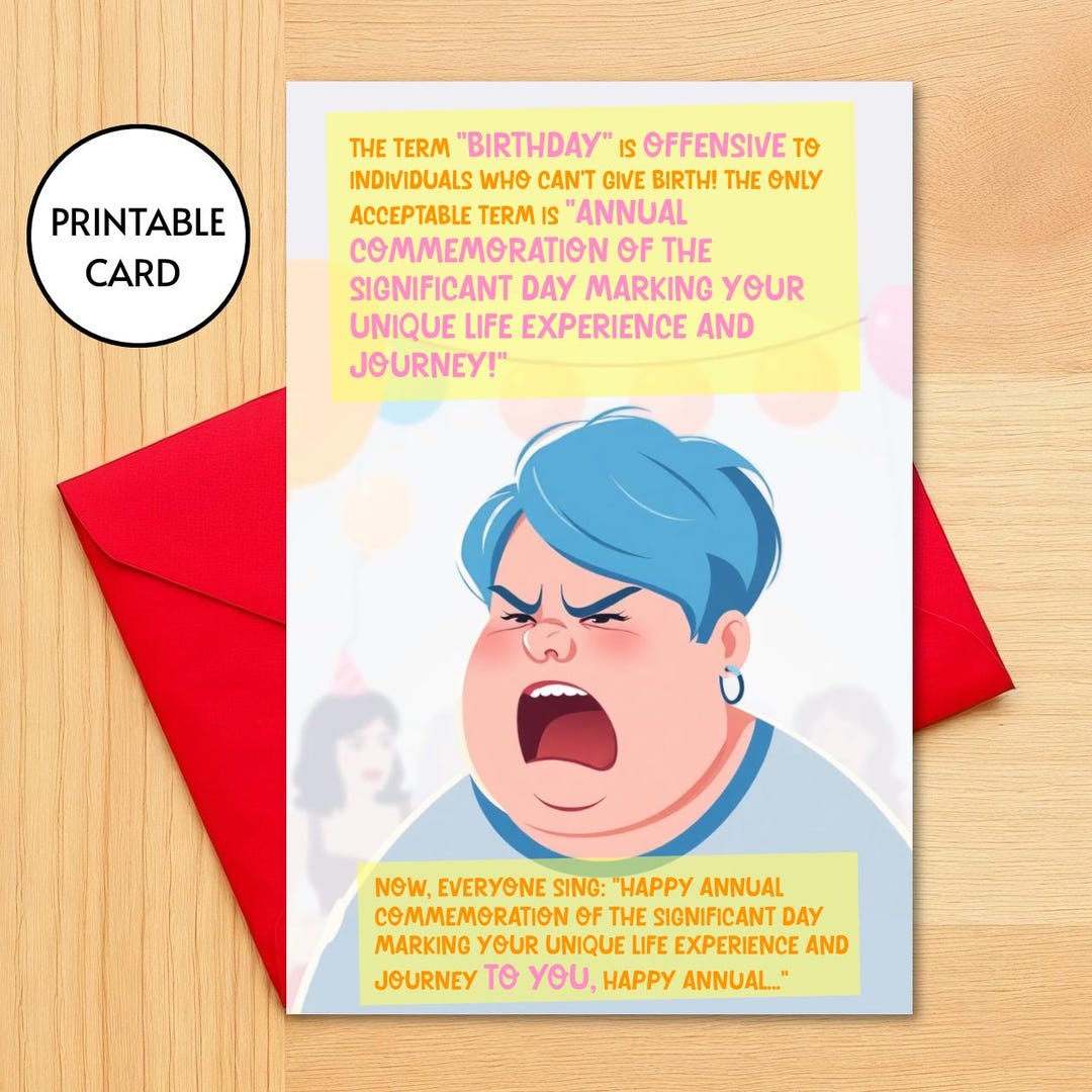 Birthday is Offensive - Printable Card - Sarcastic, Irreverent, Funny ...