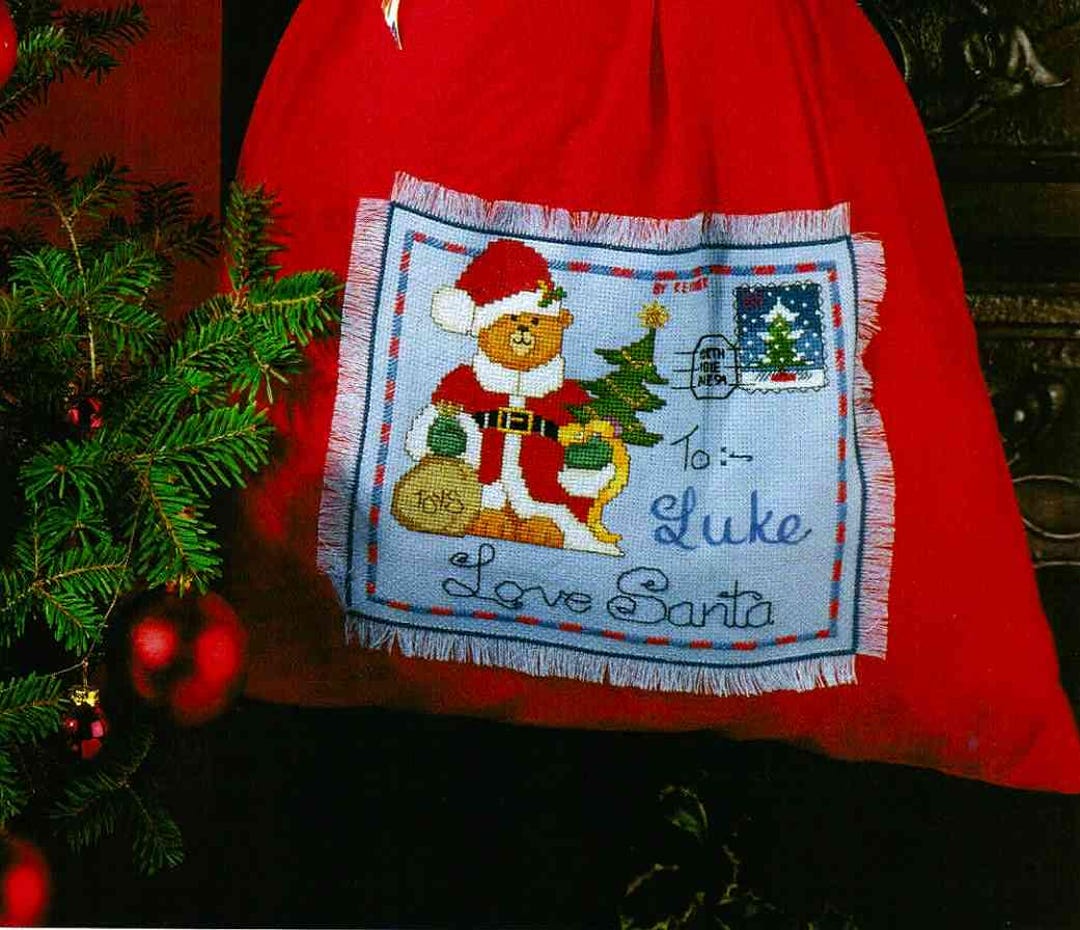 Santa's Sack Label Cross Stitch Pattern - Etsy