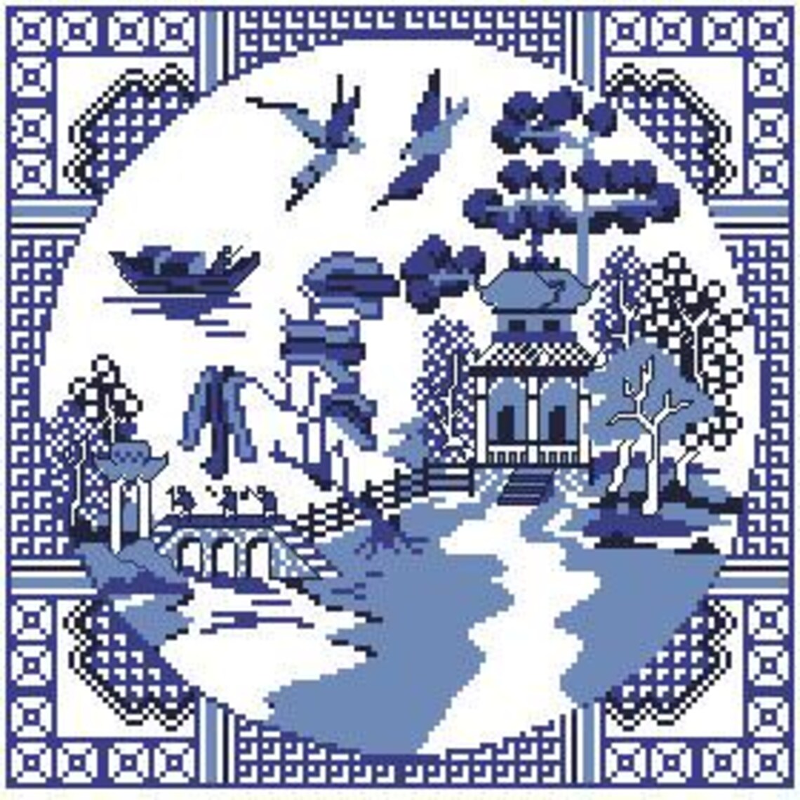 Blue Willow China Cross Stitch Pattern - Etsy
