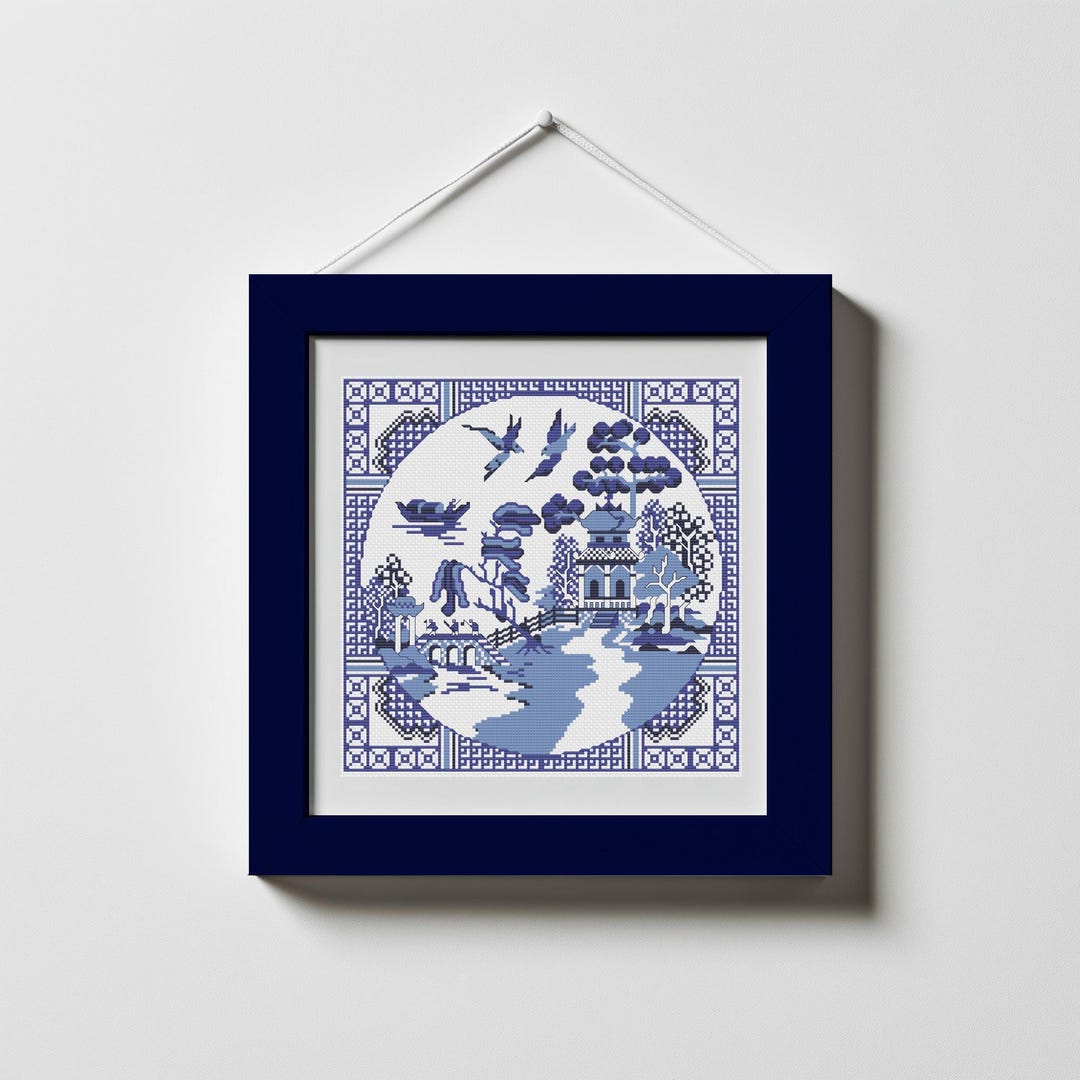 Blue Willow China Cross Stitch Pattern - Etsy