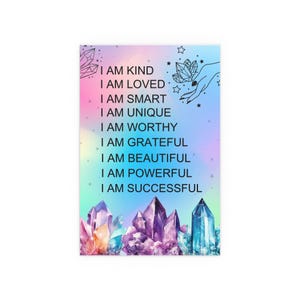 Positive Affirmation Poster Crystals Motivation Motivational Poster ...