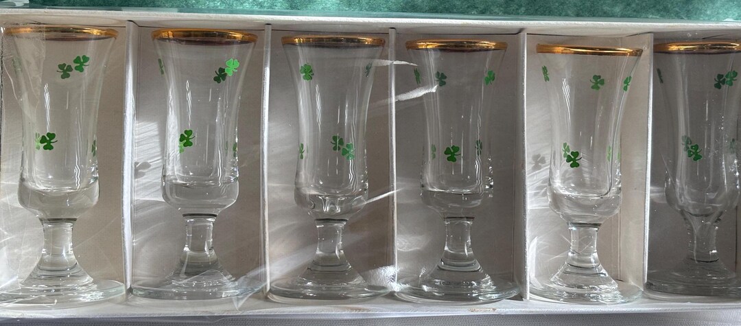 Irish Republic 6 Shamrock Liqueur Glasses Original Box Free Shipping ...