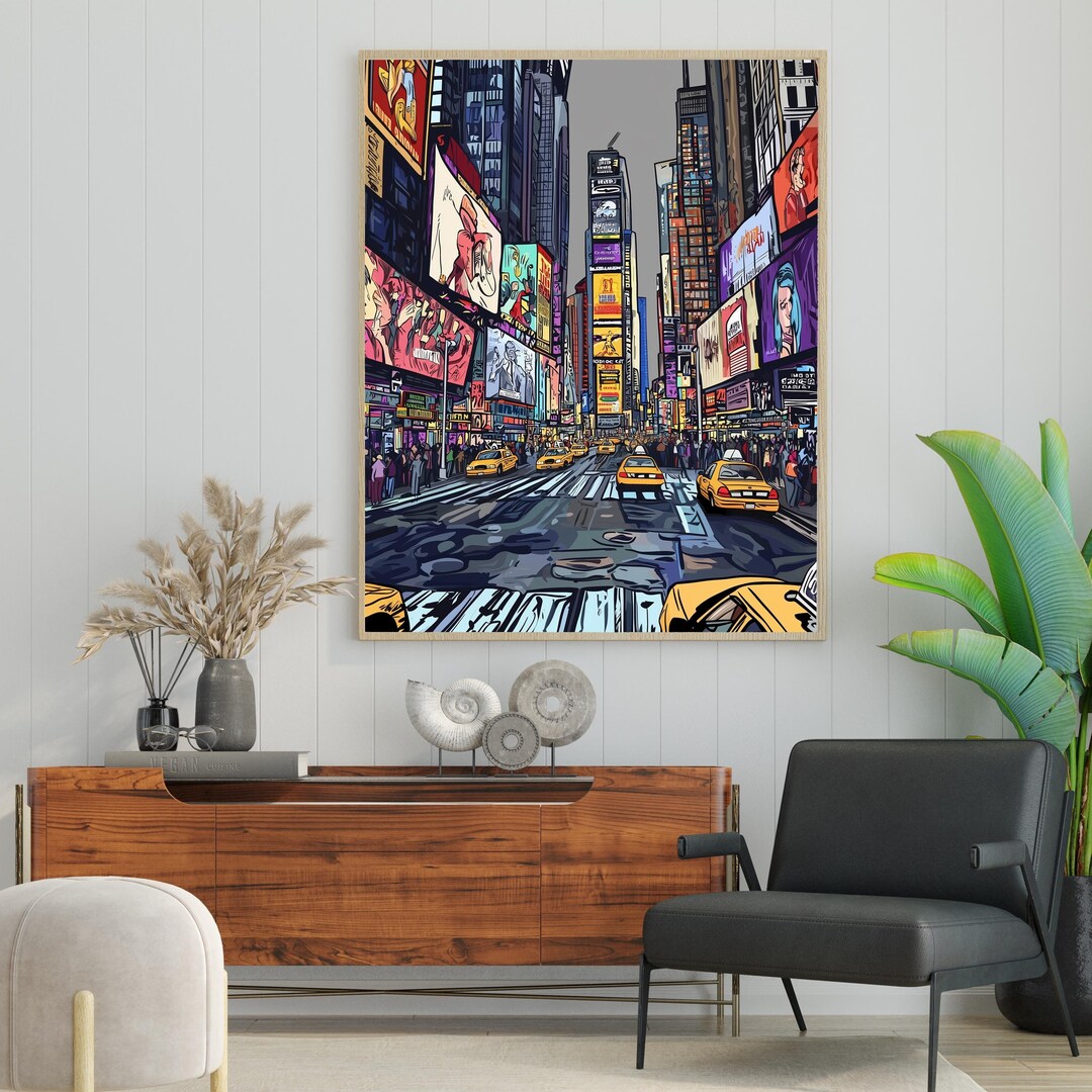 Times Square Abstract Wall Art, New York Canvas Print, Times Square ...
