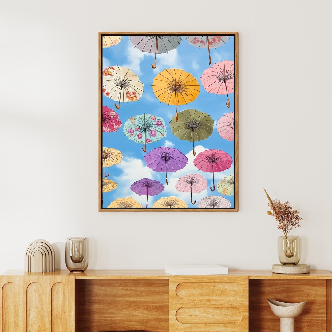 Traditional Asian Parasol Wall Art | Vibrant Sky Printable Decor ...