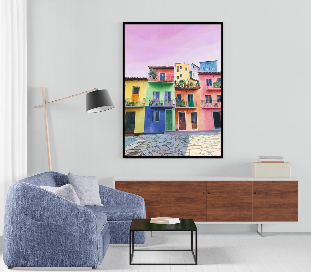 Vibrant Colombian Homes Printable Wall Art | Bold Urban Decor ...