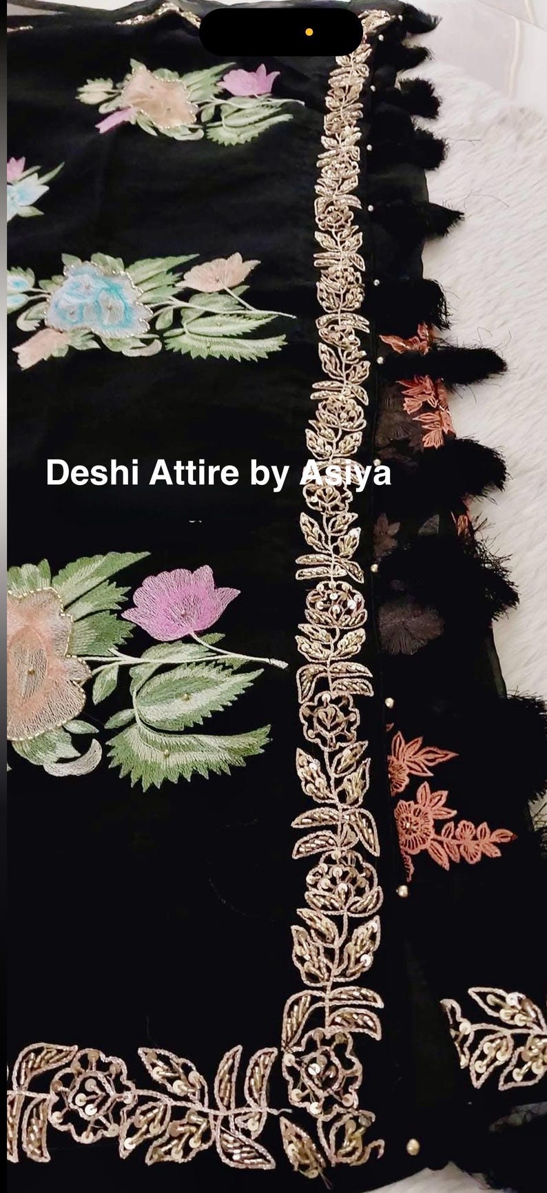 Sopura Muslin Saree in Black. All Over Floral Hand Embroidery and ...