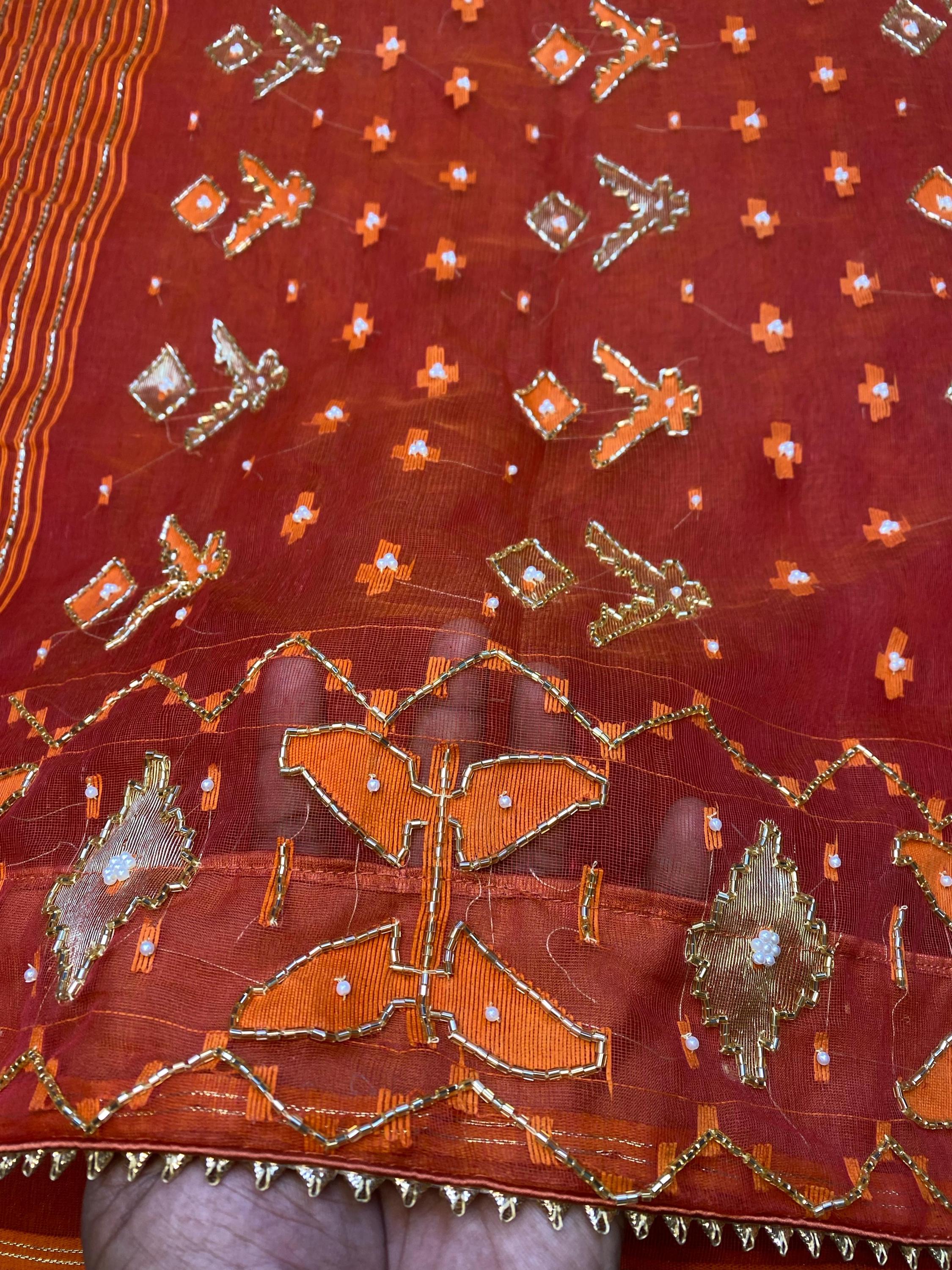 Original Dhakai Jamdani Saree With Karchupi Work Bridal, Semi Bridal ...