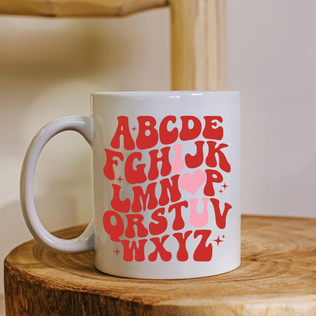 Retro Alphabet Mug With Hidden I Love U,I Love You Mug,valentines Mug ...
