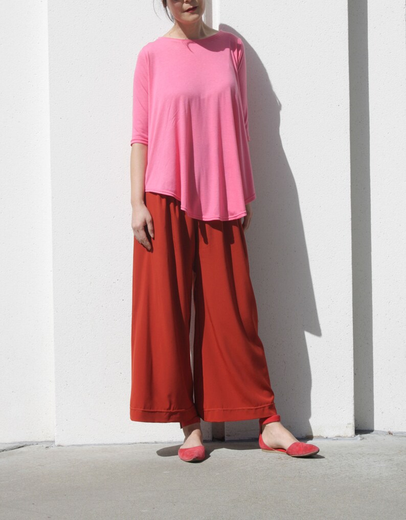 Salmon Pink Swing Top With Half Sleeve, Flowy Flare Top, Summer Tunic ...