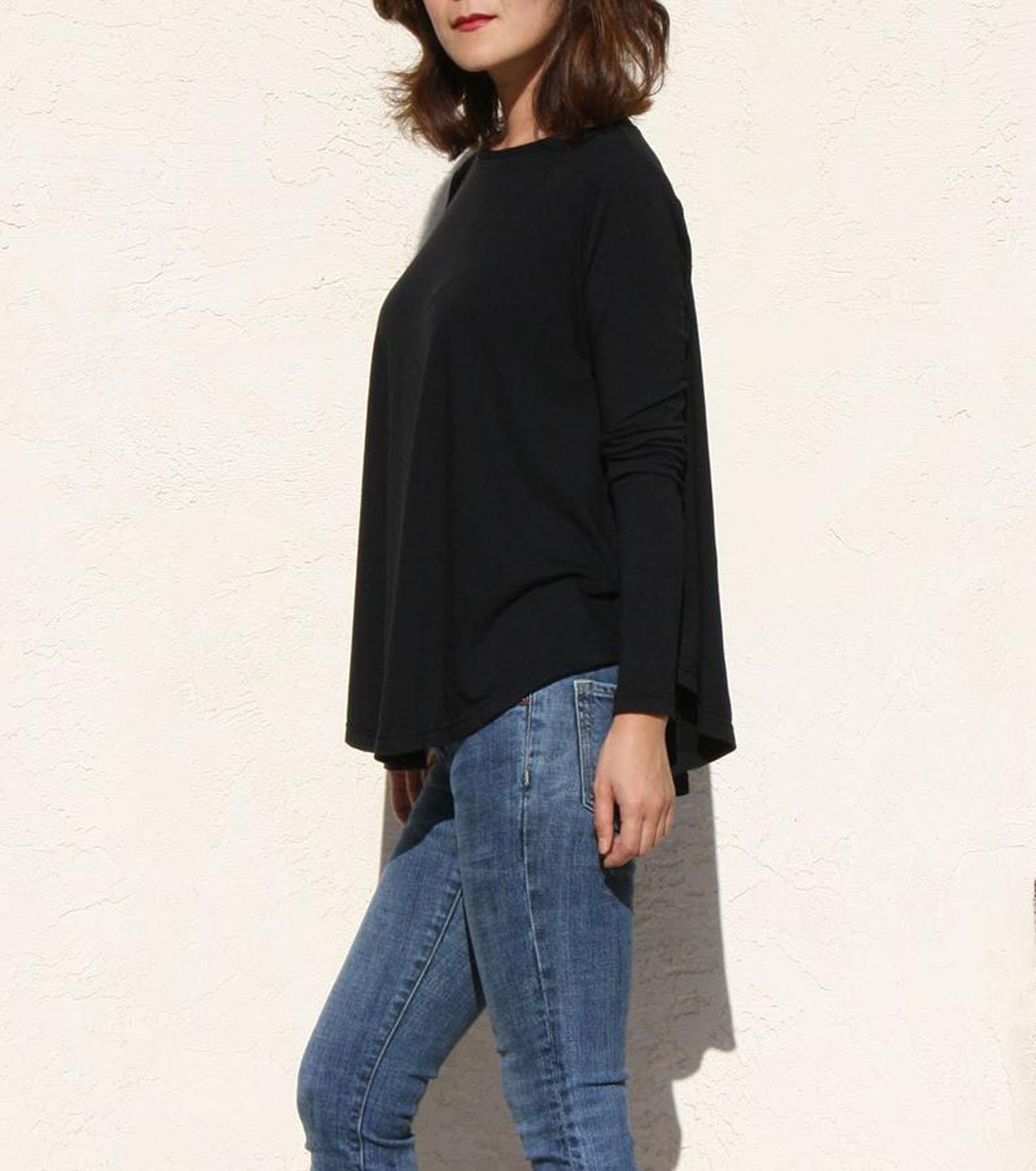 Black Swing Top, Loose Flare Top, Oversized Top, Wear to Work Top ...