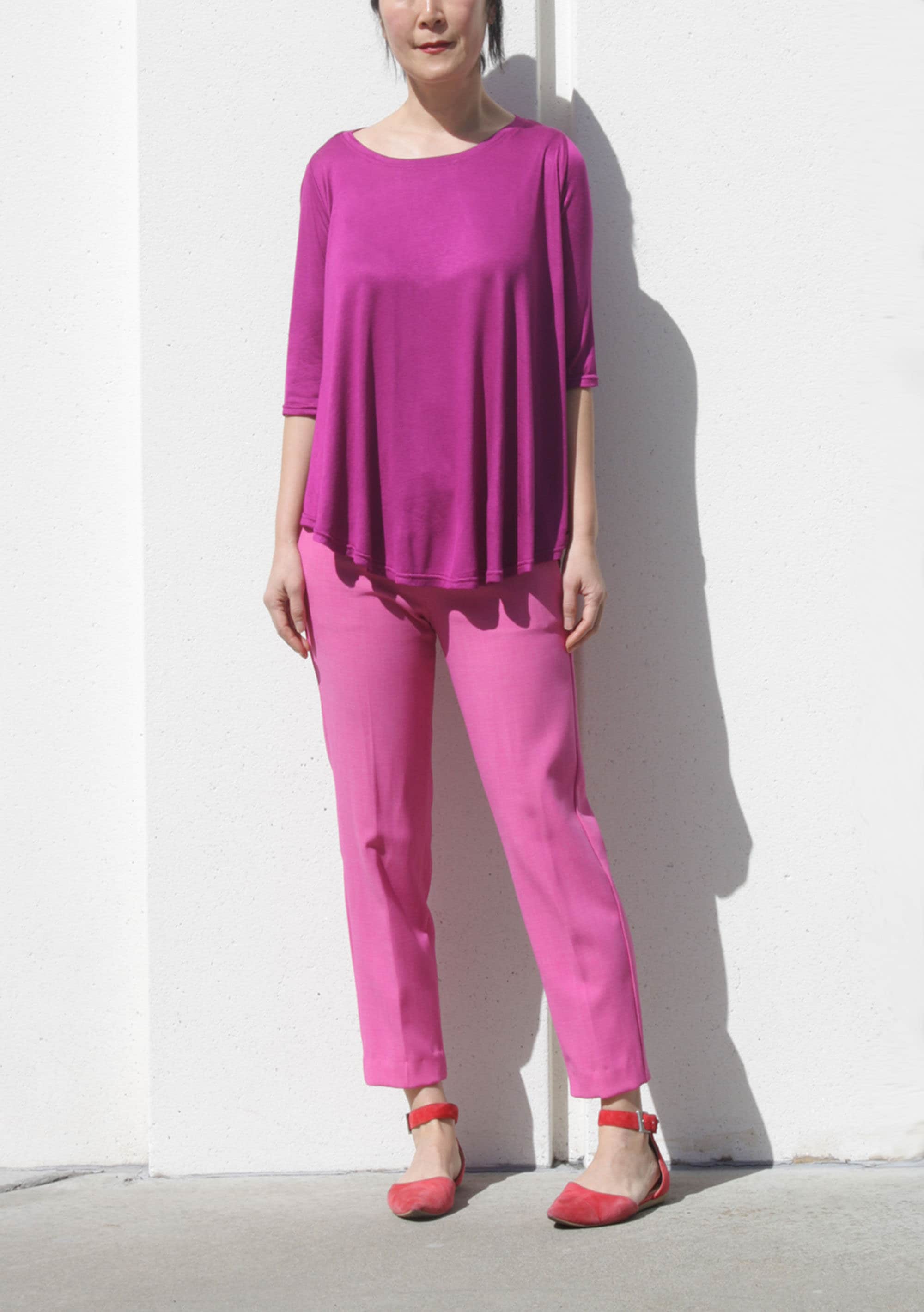 Salmon Pink Swing Top With Half Sleeve, Flowy Flare Top, Summer Tunic ...