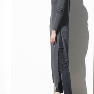 Turtleneck Long Tunic With High Slit, Front Slit Top, Plus Size ...