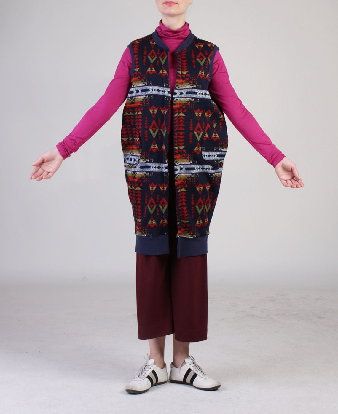 Long Winter Cocoon Vest With Patch Pockets Sweater Maxi Vest - Etsy