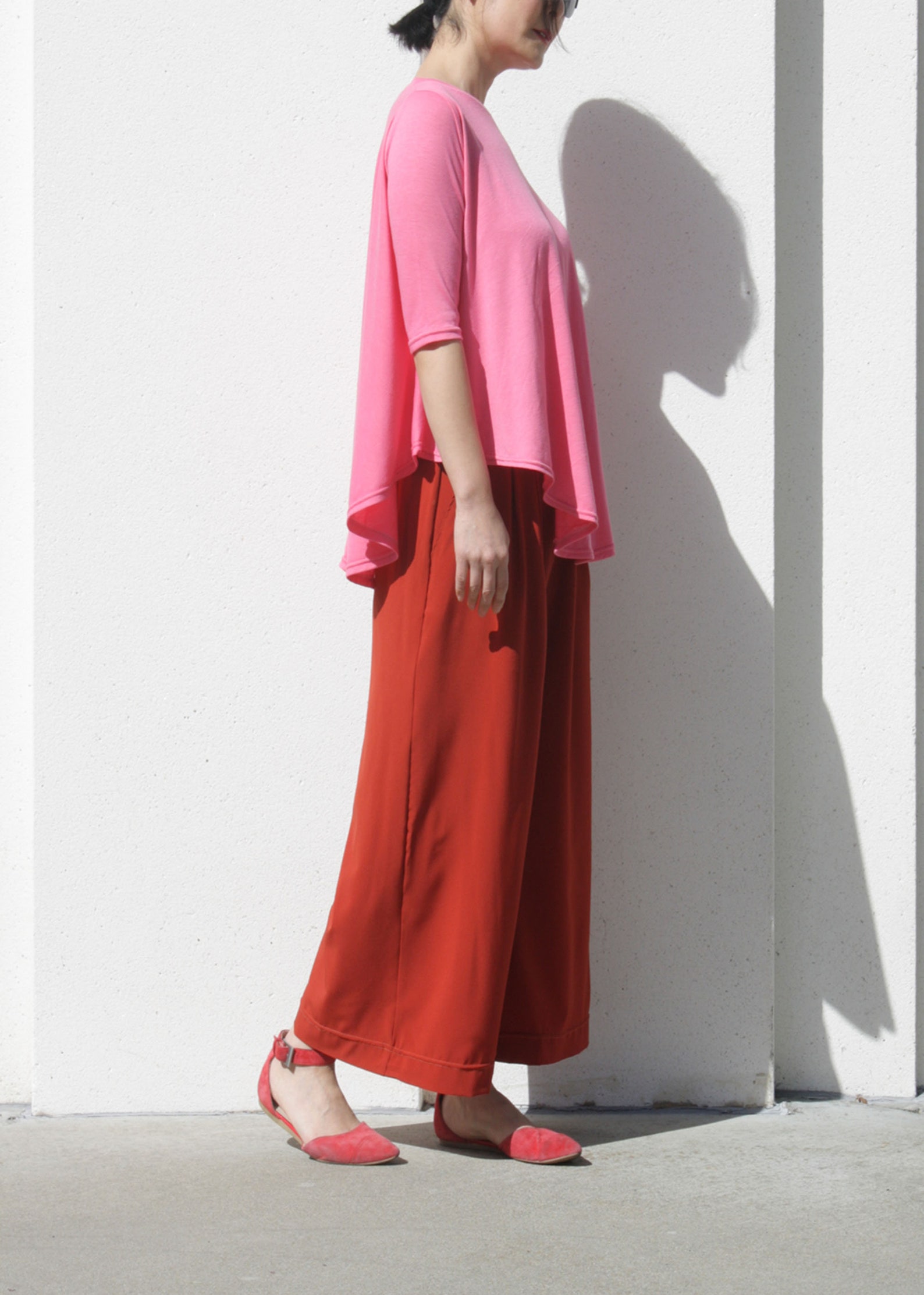 Salmon Pink Swing Top With Half Sleeve, Flowy Flare Top, Summer Tunic ...