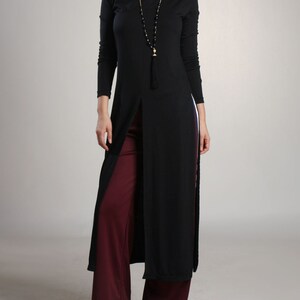 Turtleneck Long Tunic With High Slit, Front Slit Top, Plus Size ...