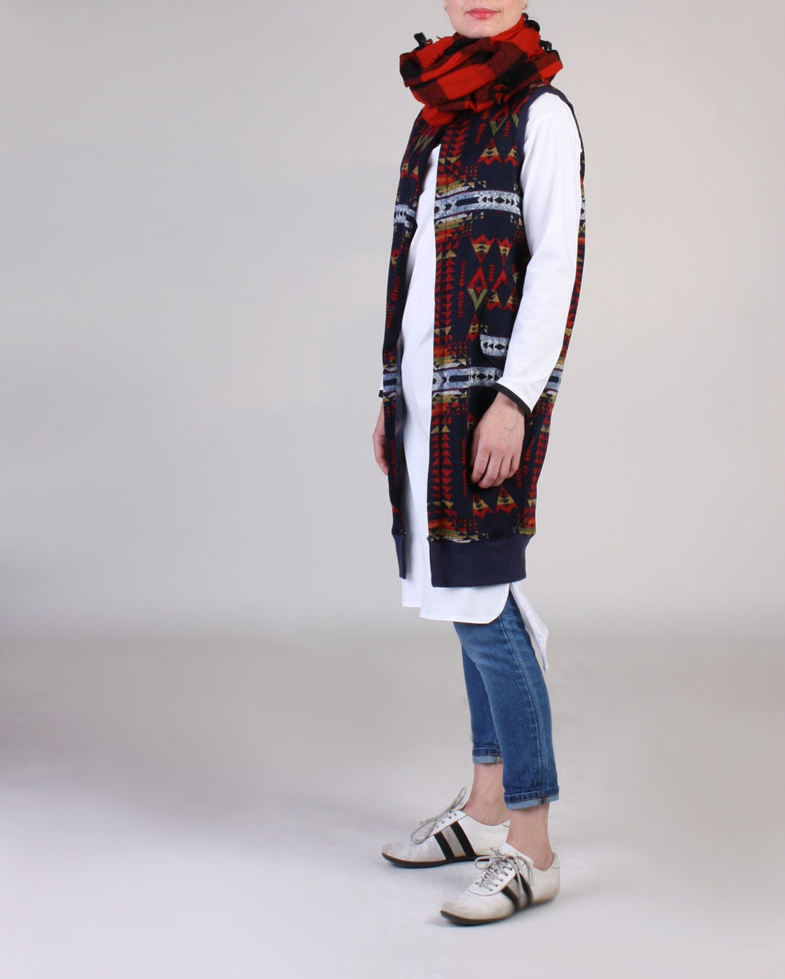 Long Winter Cocoon Vest With Patch Pockets, Sweater Maxi Vest, Navy ...