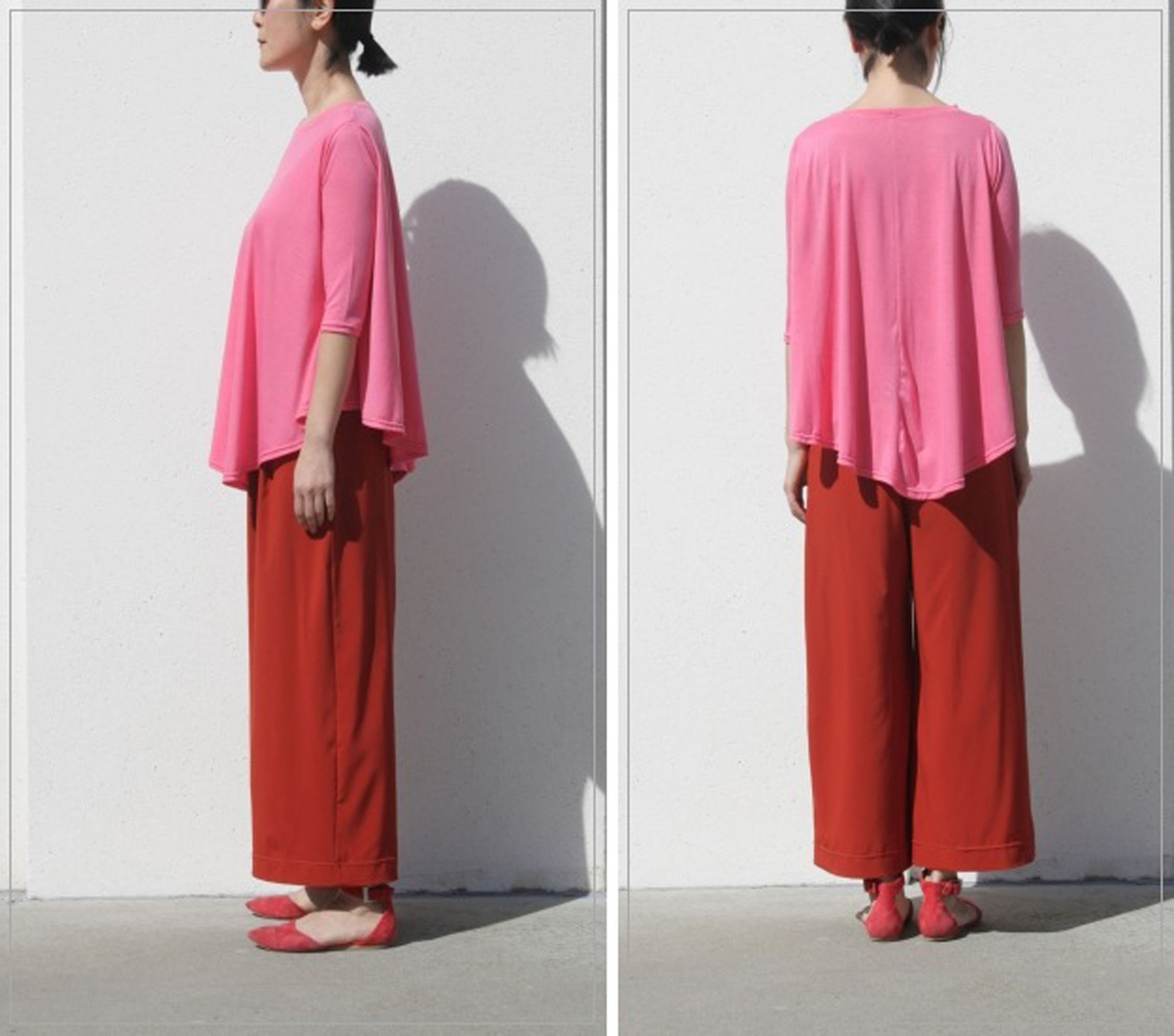 Salmon Pink Swing Top With Half Sleeve, Flowy Flare Top, Summer Tunic ...