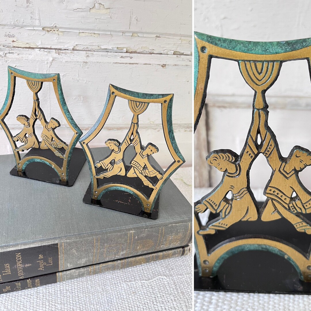 Vintage PAIR of Mid-century Dayagi Israel Brass Enameled Judaica ...