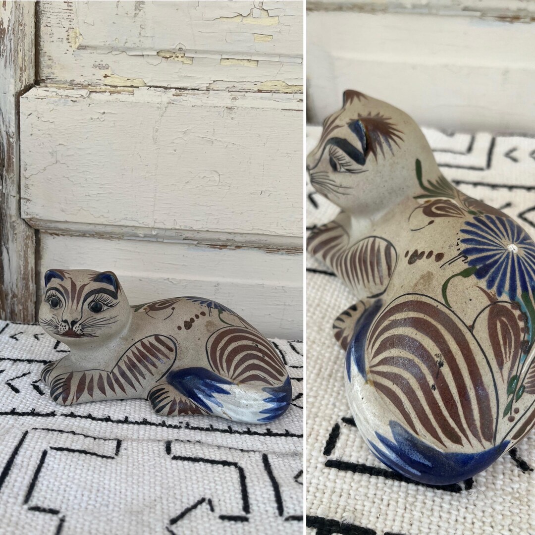 Vintage Mexico Tostado Resting Pottery Cat Measuring 6" X 3.5" X 3 ...
