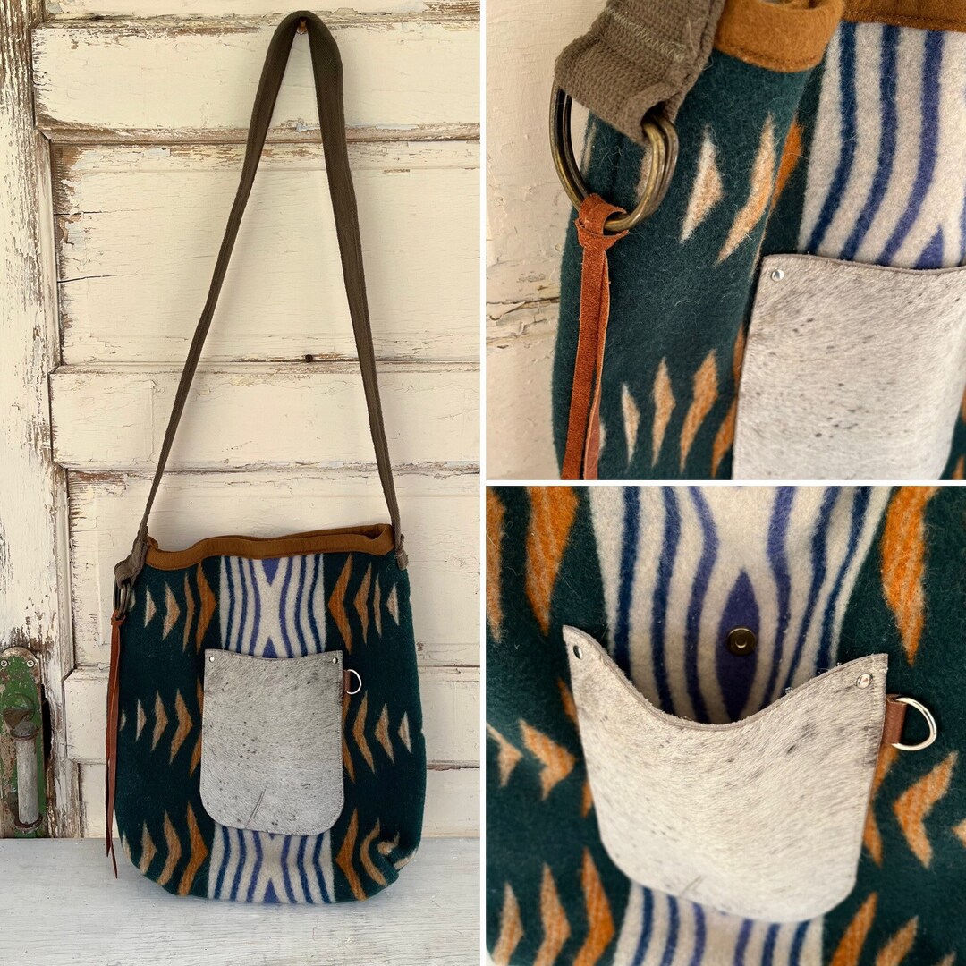 Cool Large Handmade Tote/hobo Bag Made W/vintage Pendleton Blanket and ...