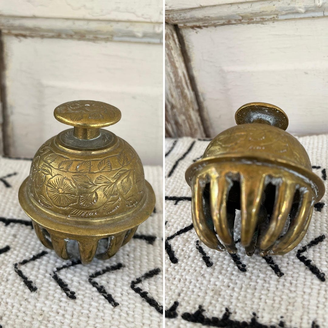 Antique Brass Engraved Elephant Claw Bell Measuring 2.75" X 2 3/8 ...