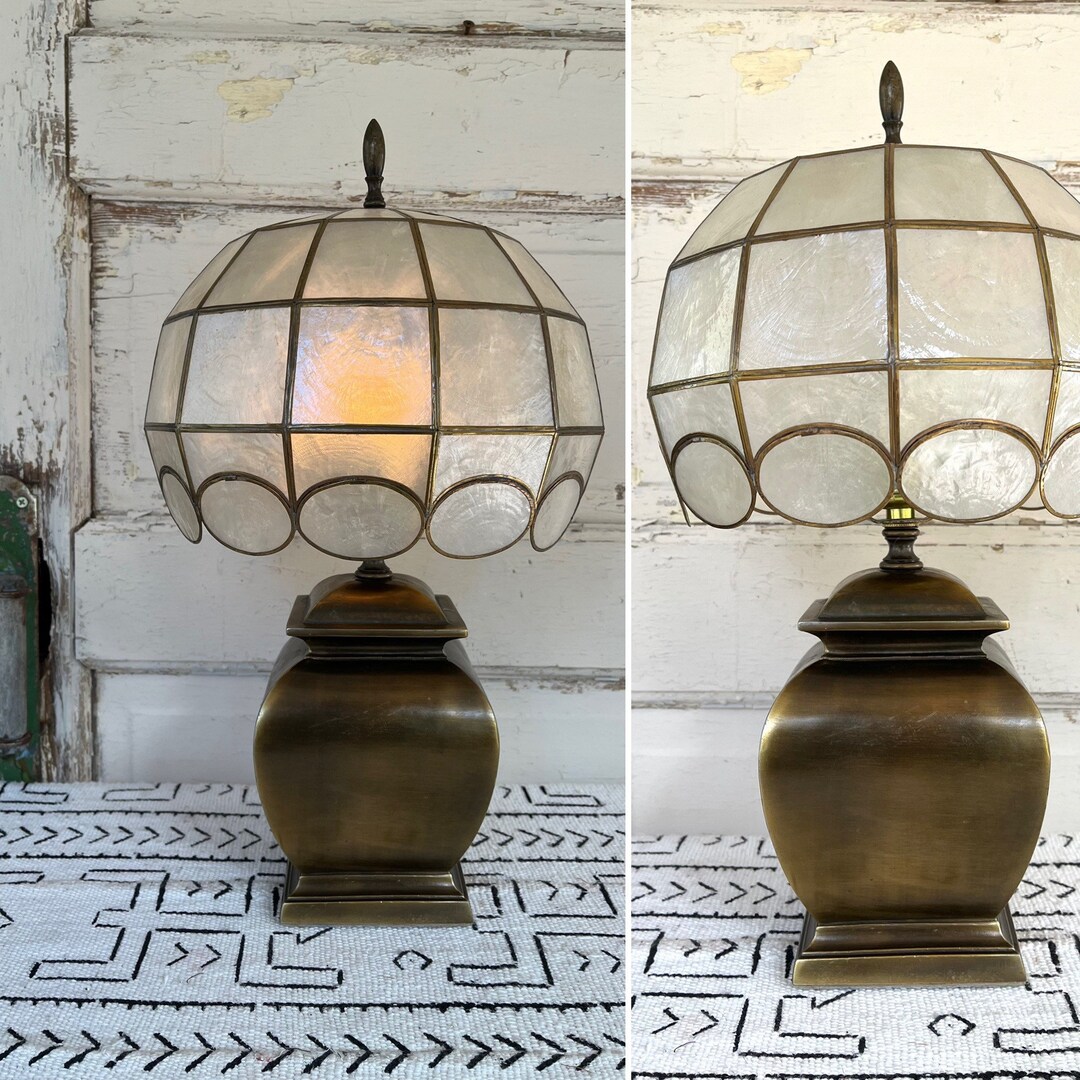 Cute Vintage Capiz Shell Shade Brass Lamp at 18 X - Etsy