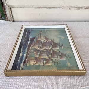 Vintage Wood Framed Lithograph Ship Print Measuring 10.75 X 8.75 ...