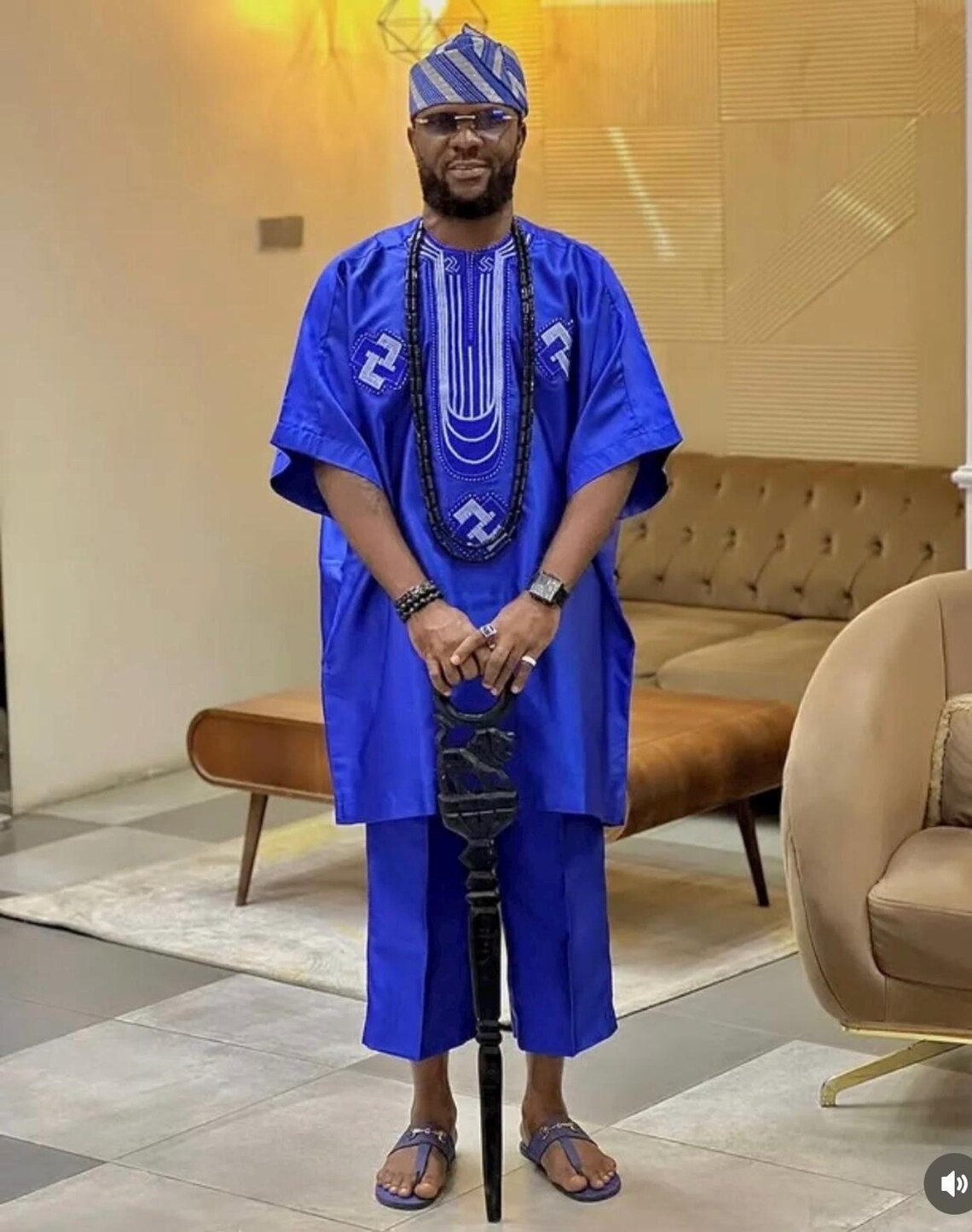 Royal Blue Agbada Set | Handcrafted Embroidered Yoruba Formal Wear - Etsy