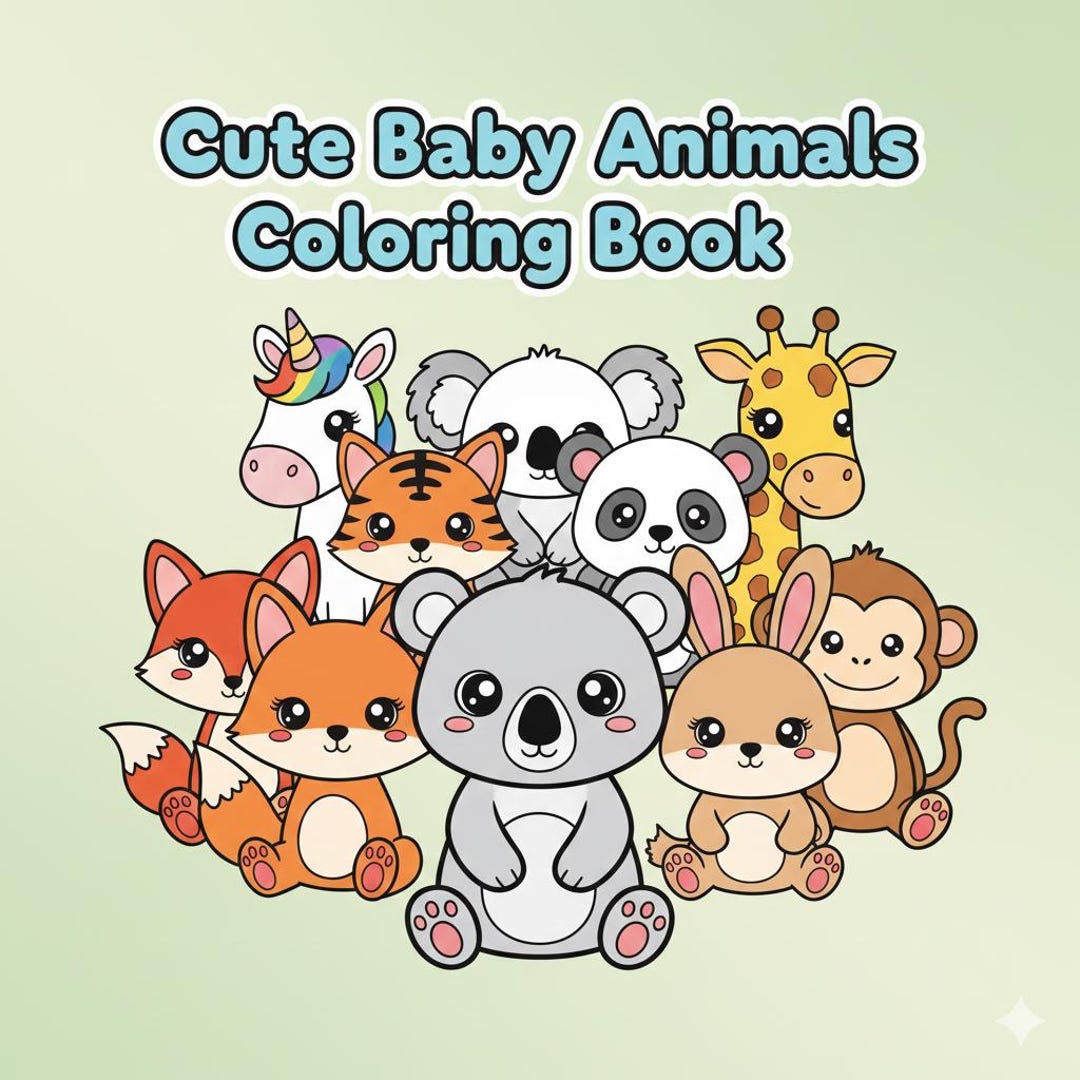 Kawaii Baby Animals Coloring Pages | Kids Activity Book (PDF Download ...